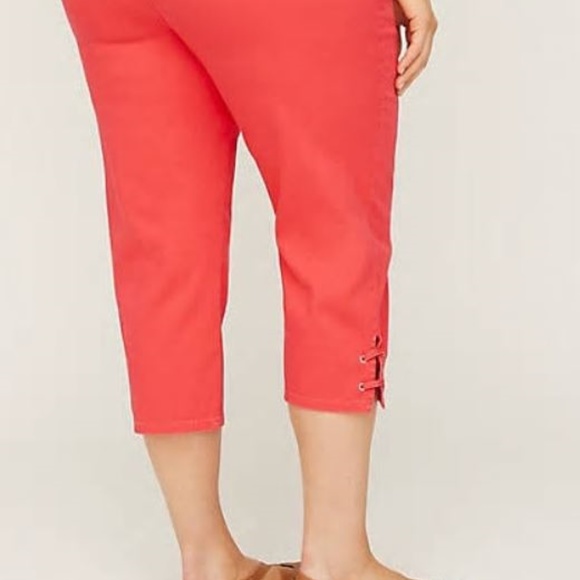 Catherines | Pants & Jumpsuits | Essential Flat Front Twill Capri Coral ...